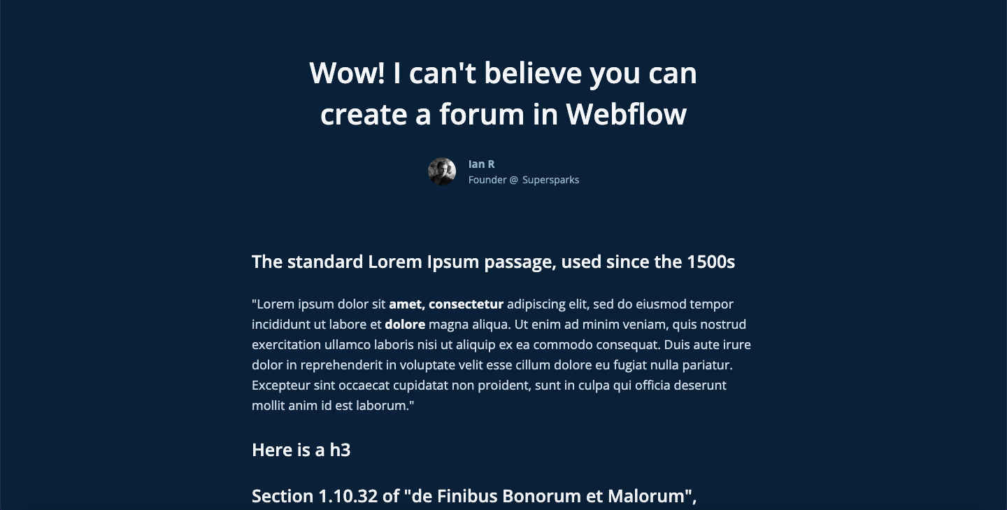 Creating a Forum in Webflow - General - Forum | Webflow
